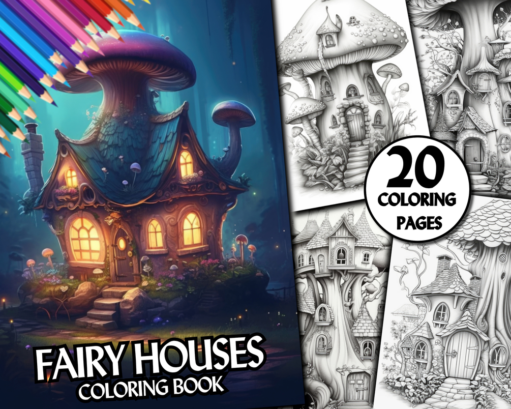 Fairy Houses Coloring Book - Printable PDF