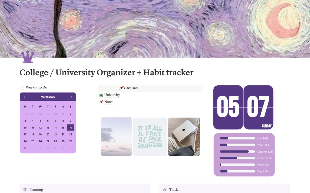 College & Uni Organizer + Habit Tracker | All-in-One Notion Template ...