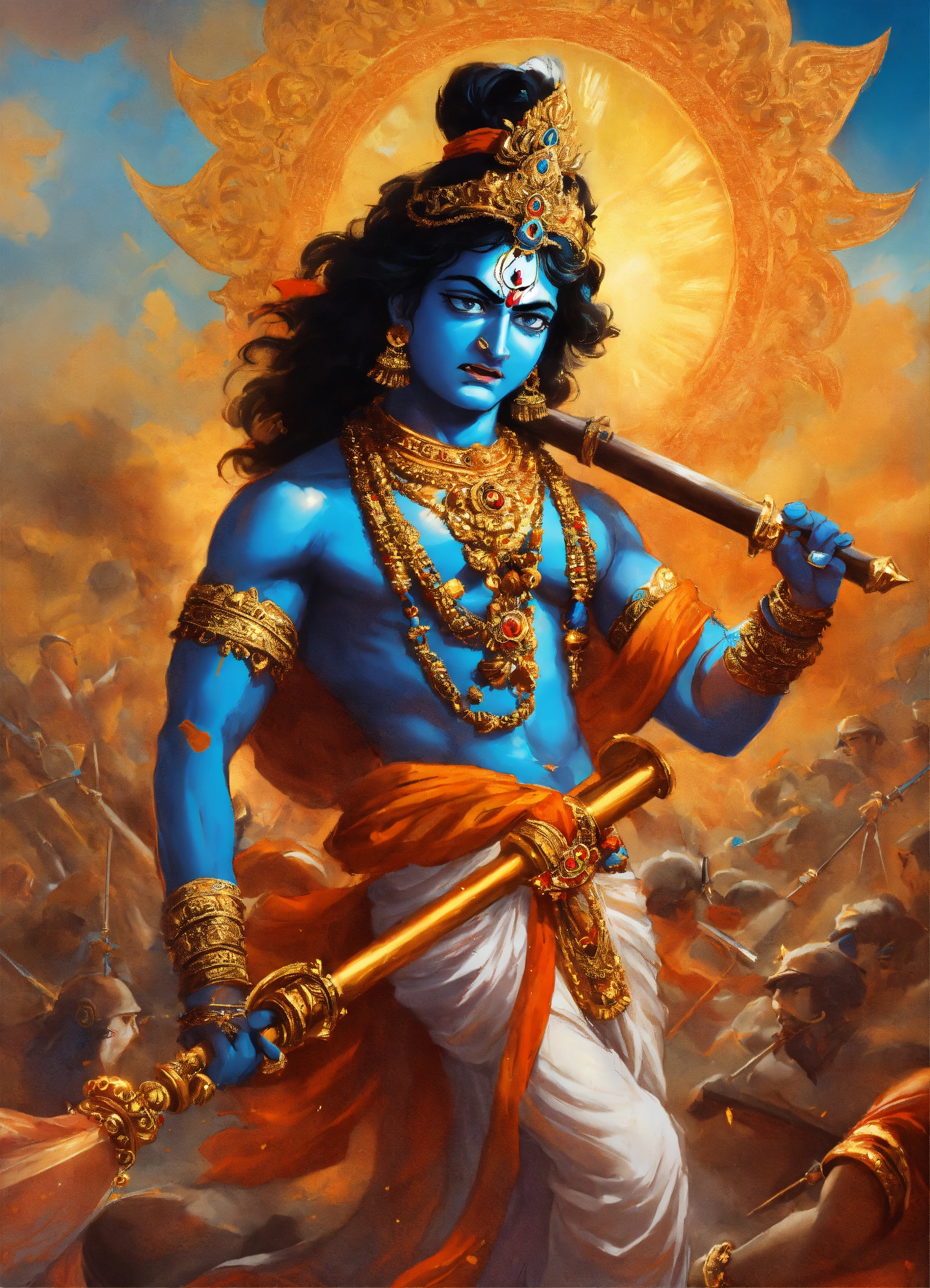 Goddess Krishna Angry In a WAR, fierceful