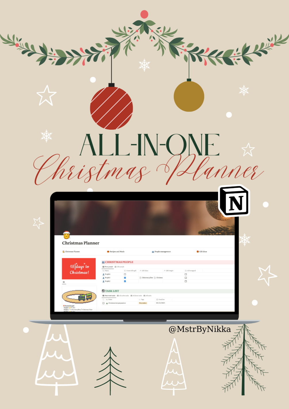 All-in-one Christmas Planner Notion Template | Christmas Planner ...