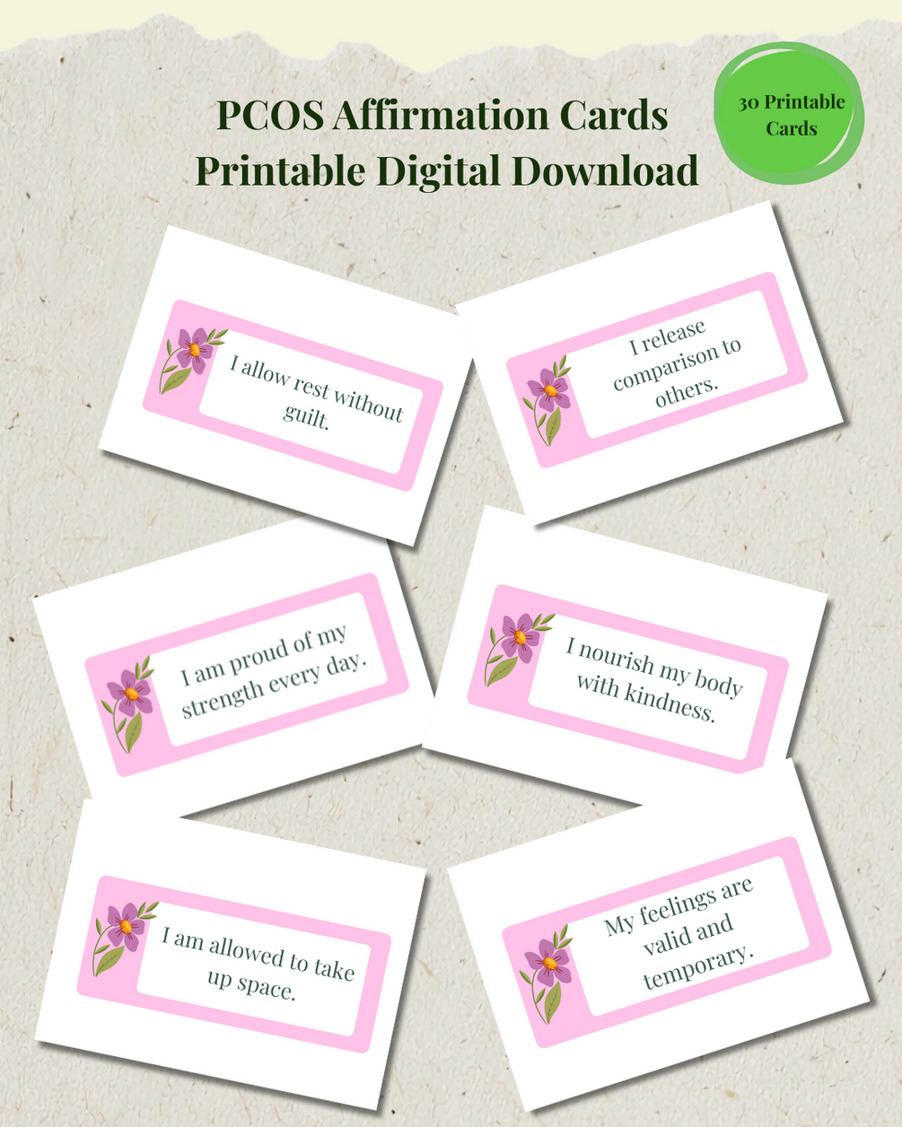 PCOS Affirmation Cards Printable – 30 Gentle Daily Reminders for ...