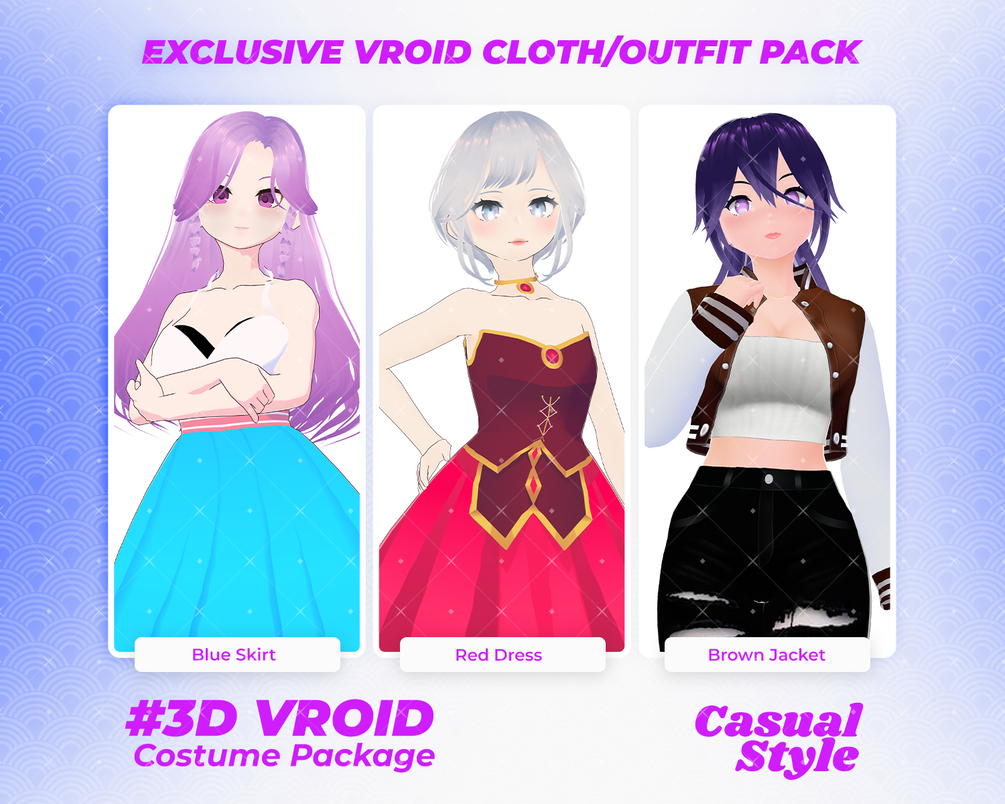 Virtual Chic Casual Dress Collection - VRoid Clothing Pack, VRoid ...