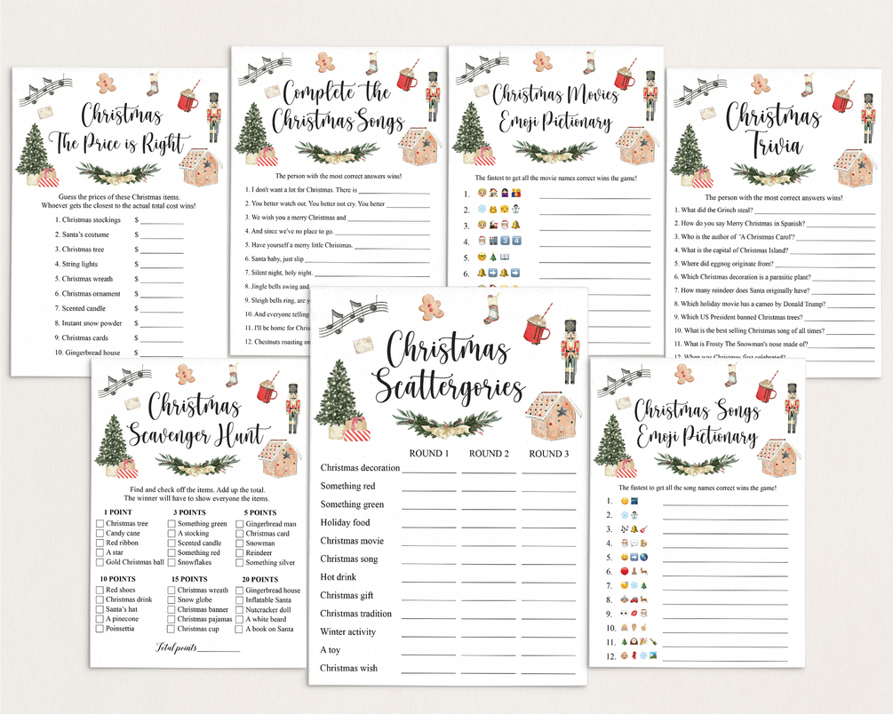 12 Christmas Games Bundle Printables