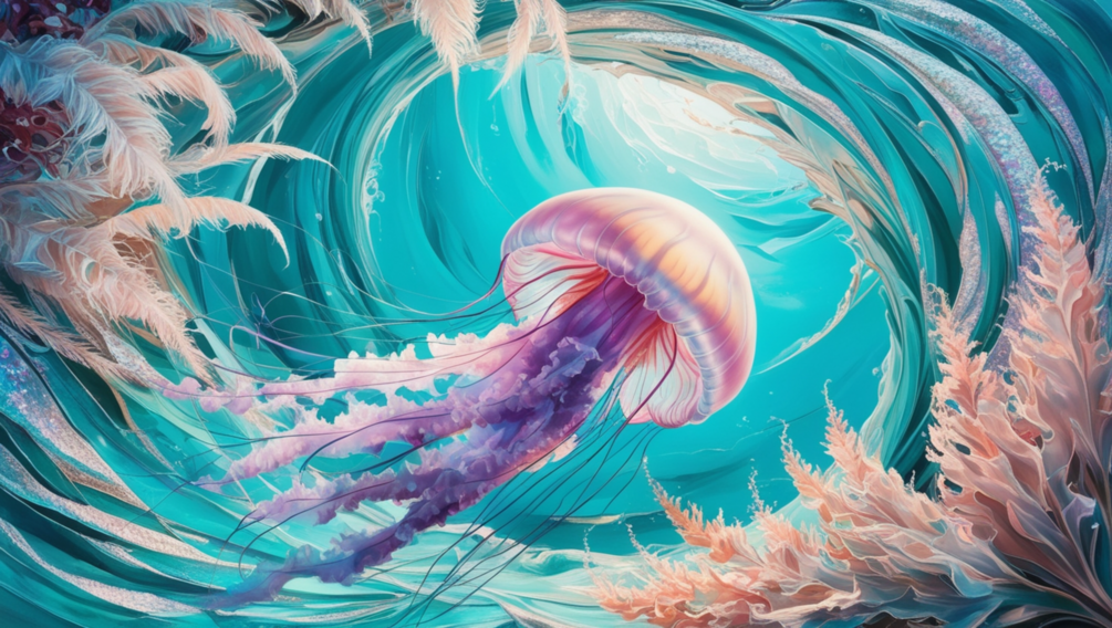"Ethereal Elegance: Abstract Jellyfish Art in the Sea 🌊