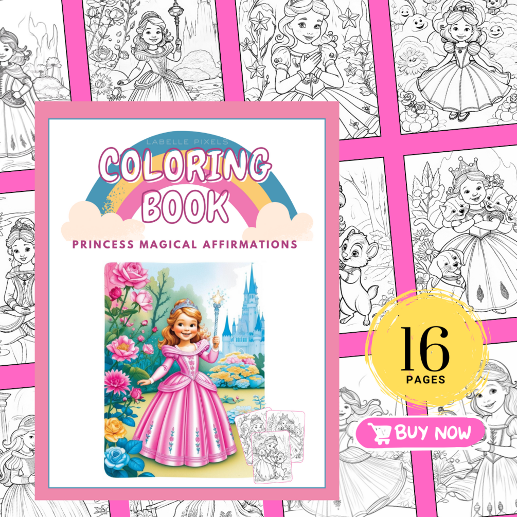 Princess Affirmation Coloring Book | 16 Printable Pages | 5x7 & 8.5x11 ...