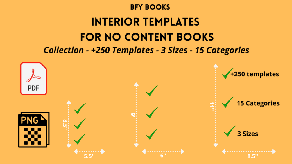 Collection Over +250 Templates - 3 Sizes - No Content Book Interior ...