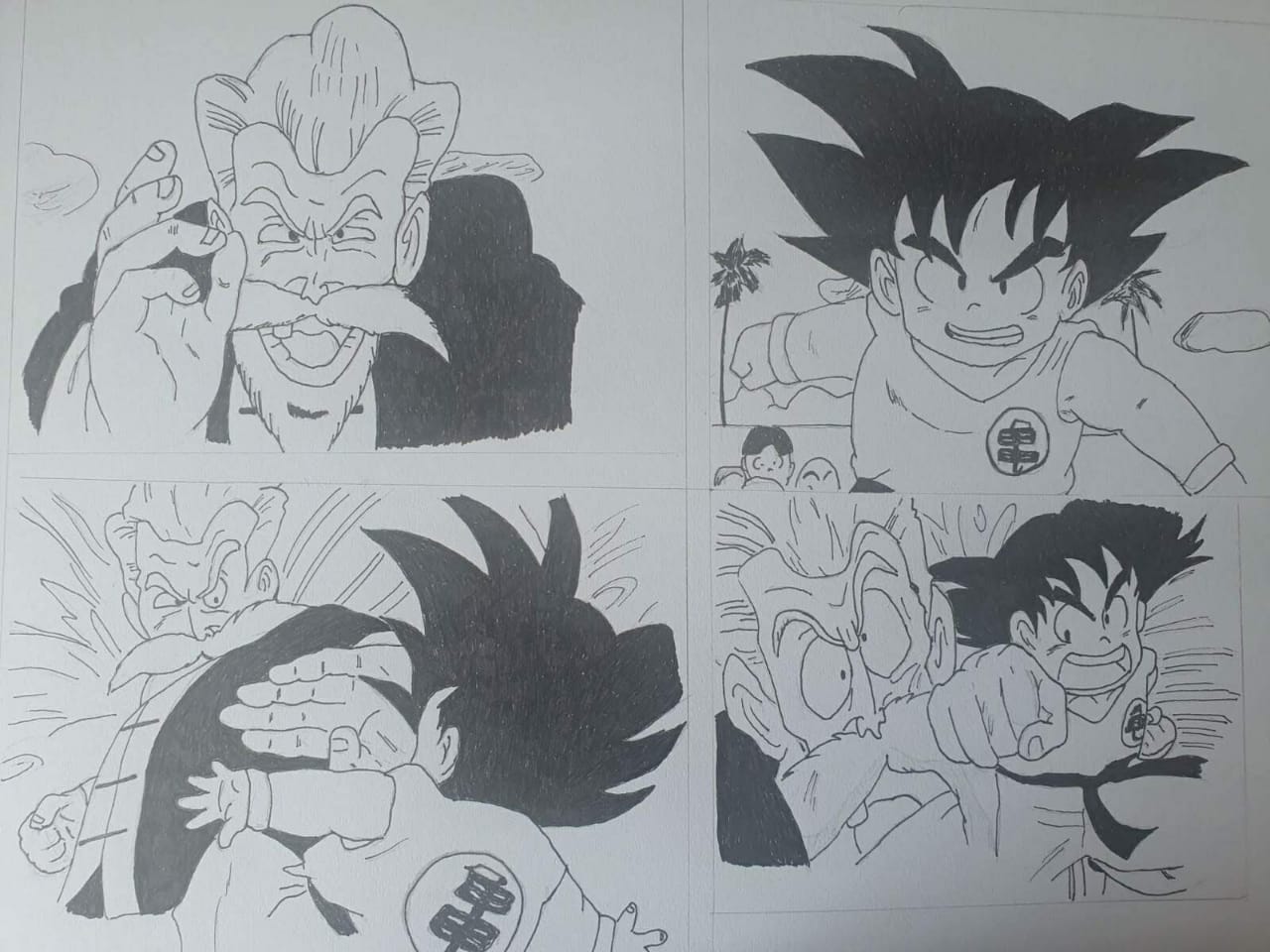 Ilustracion torneo Dragon Ball goku vs maestro roshi