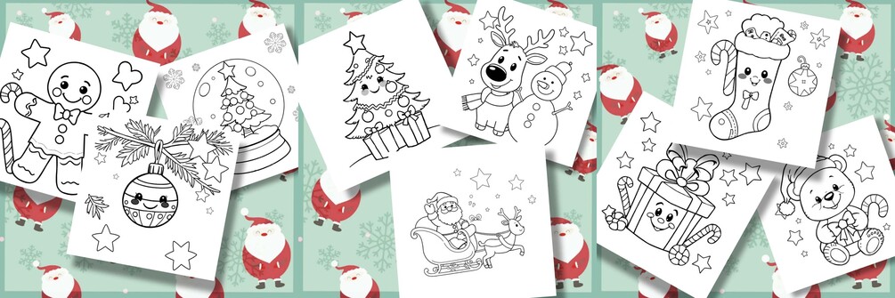 Printable Cute Christmas Theme Coloring Page for Kids