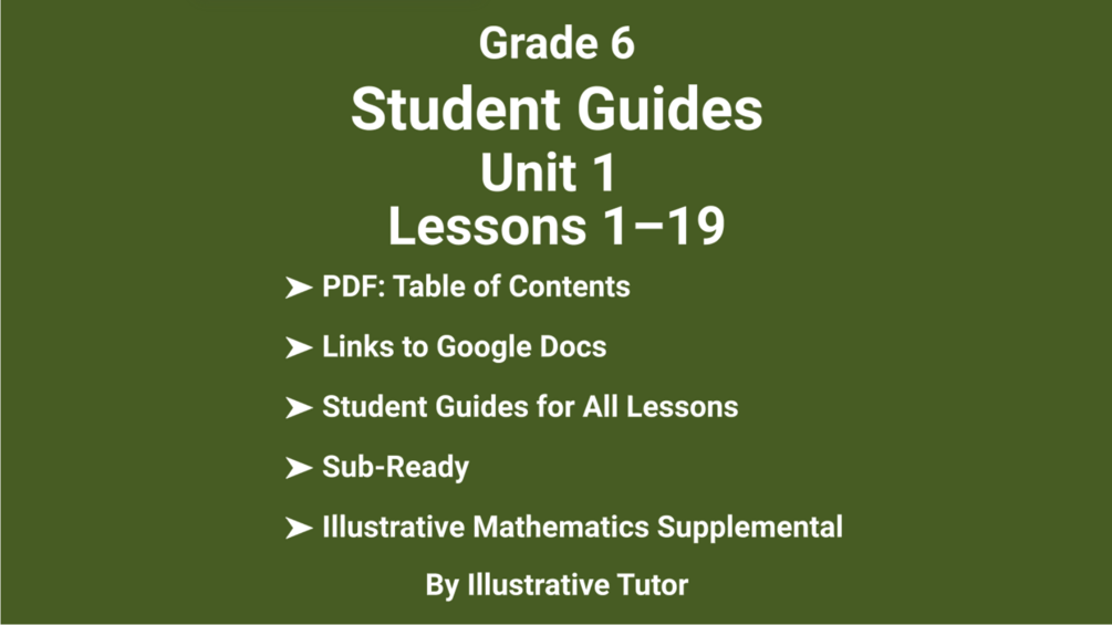 Student Guides for Grade 6, Unit 1, Lessons 1-19 | Illustrative ...