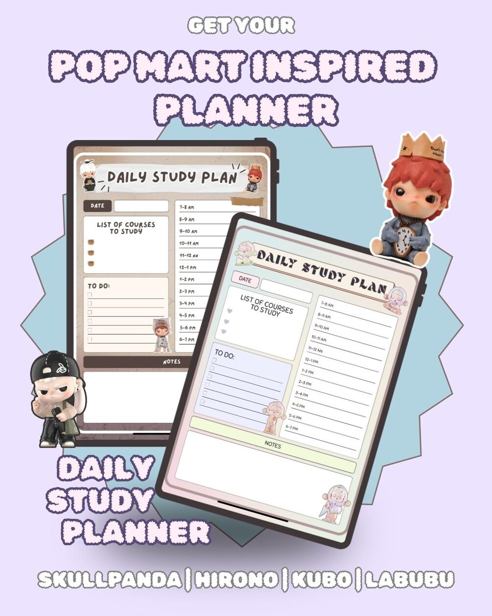 Pop Mart Inspired Study Planner | Daily Study Planner | Labubu - Kubo ...