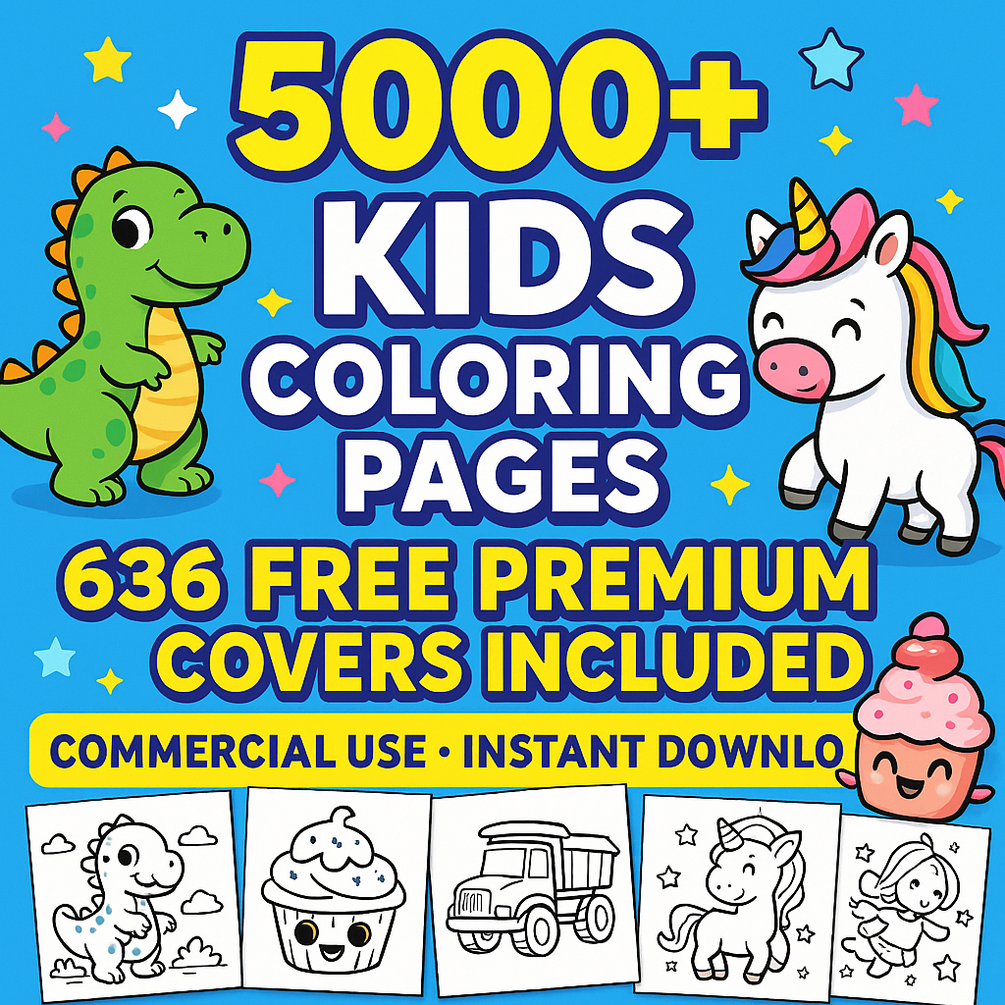 5000+ Kids Coloring Pages Mega Bundle | 23 KDP Interiors | Printable ...