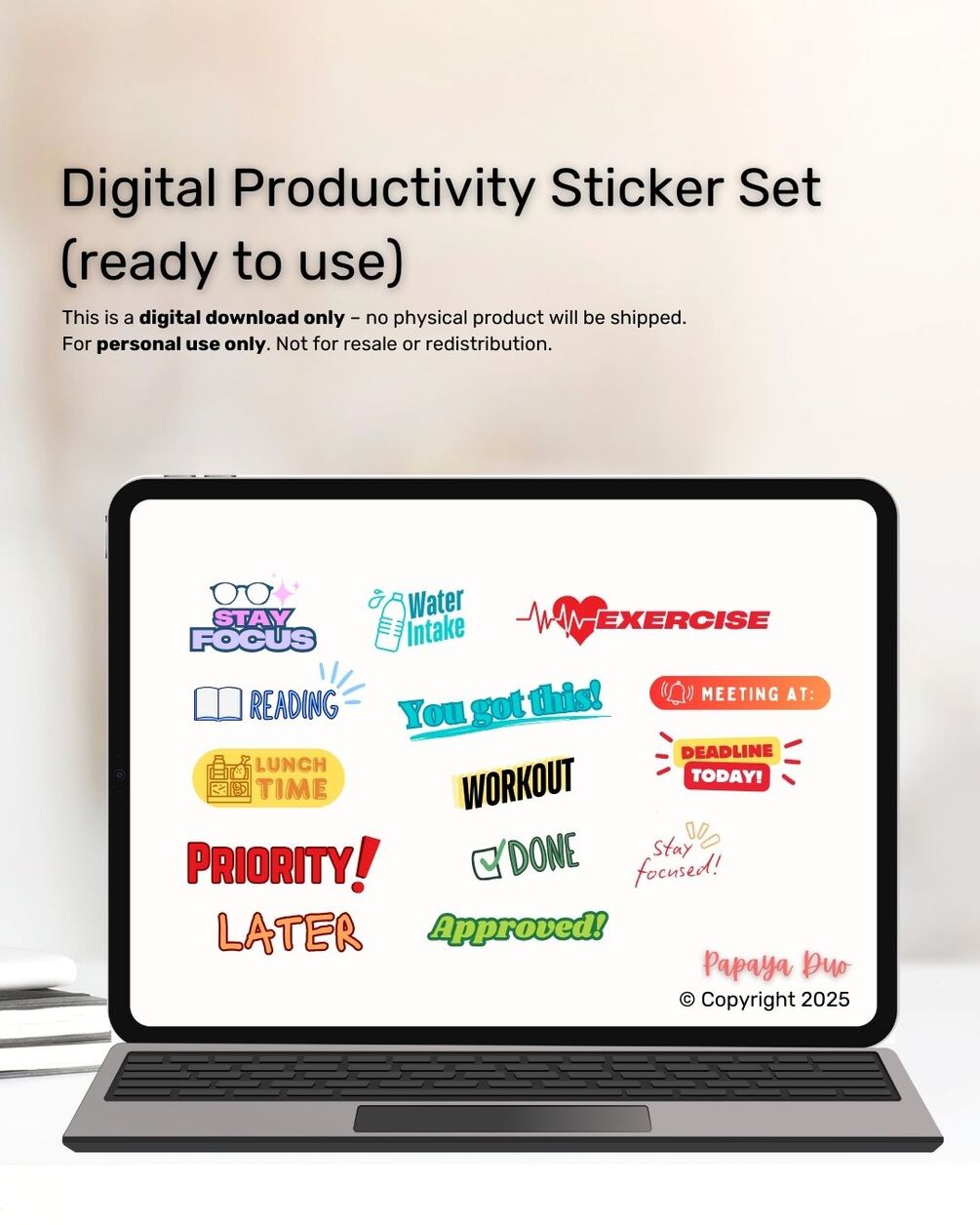 Productivity Digital Sticker Set - to boost your mood & productivity!