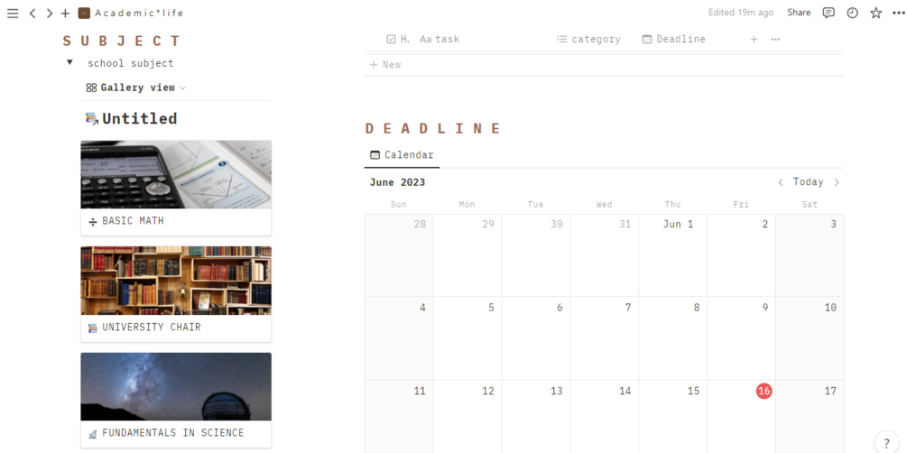 academic life notion template
