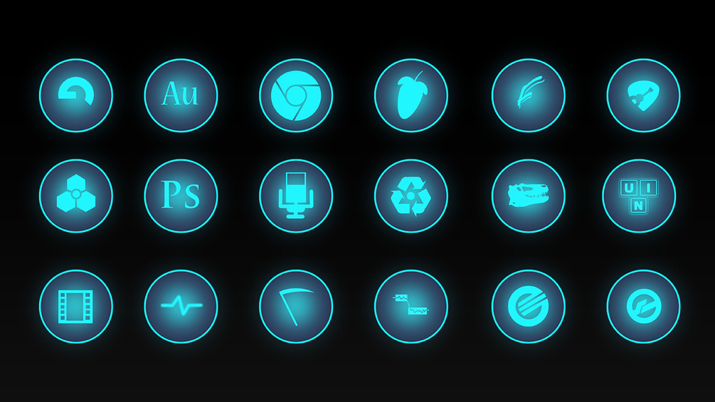 Dark Sci-fi Neon Icon for Music Producer