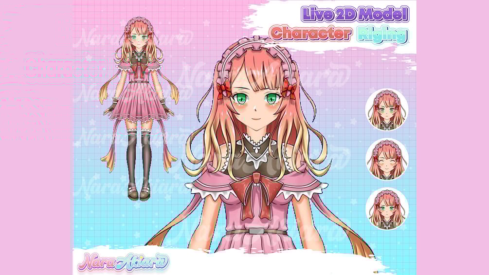 Vtuber Model and Rigging Anime Girl Pink Hair Loli Premade, Live2d ...