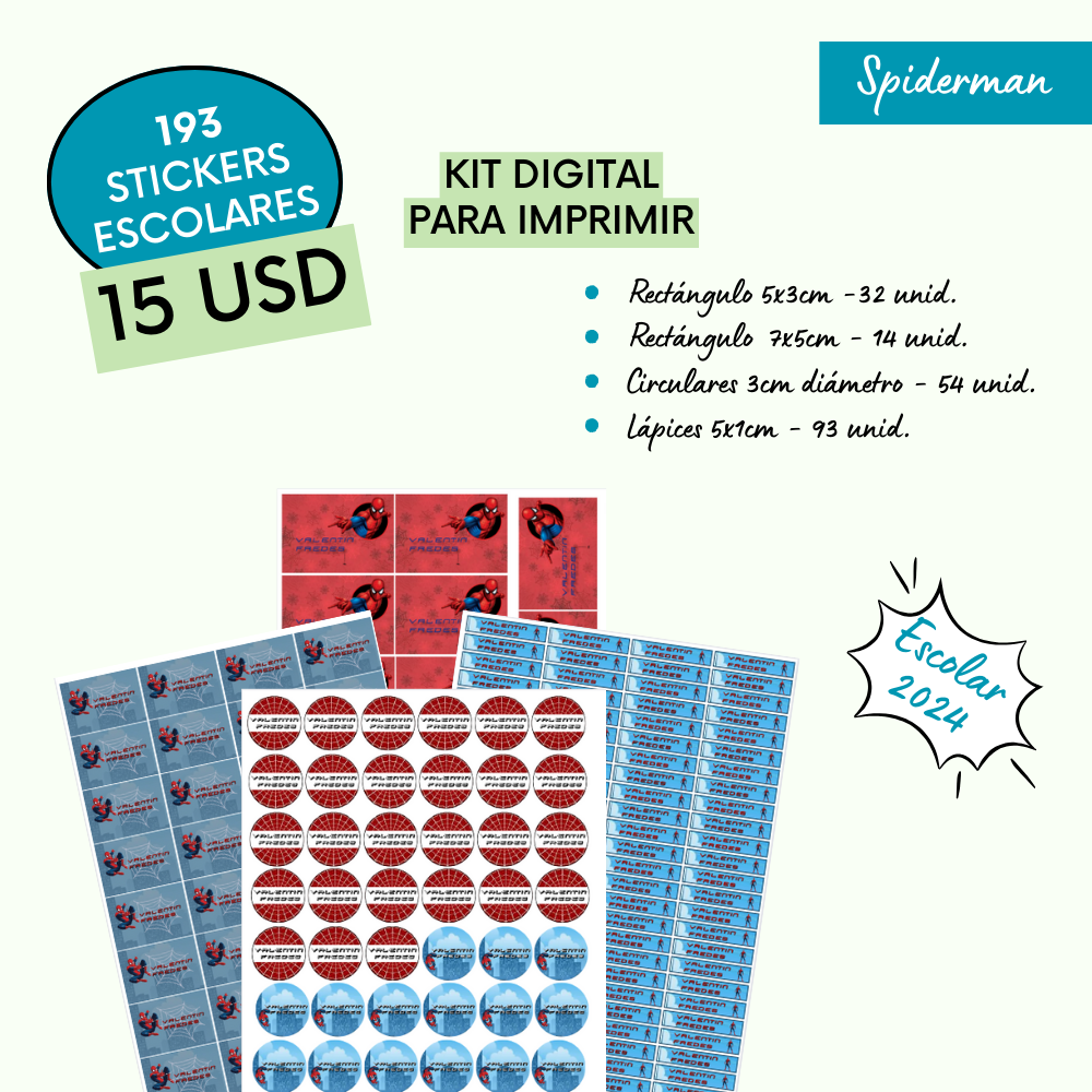 Spiderman school labels kit editable in Canva/ Kit de etiquetas ...