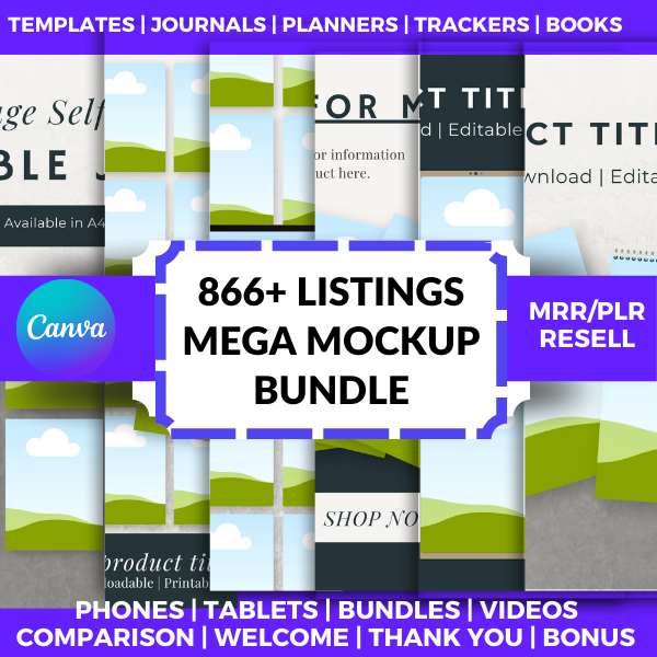 Mega Mockup Bundle: 866+ Listings Templates (MRR/PLR Included)