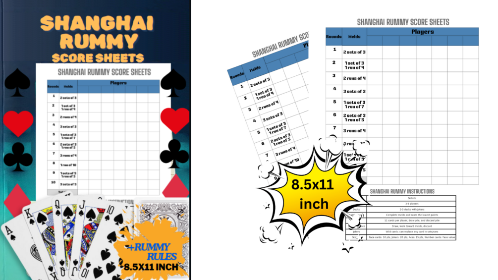 Shanghai Rummy Score Sheets
