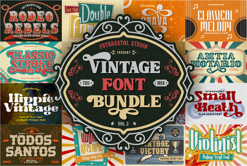 Vintage Font Bundle Vol 2 - 18 Typeface