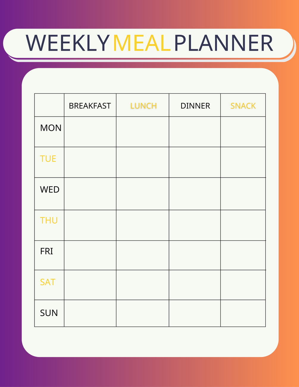 Weekly Meal Planner | Digital Template | Printable Digital Meal Planner ...