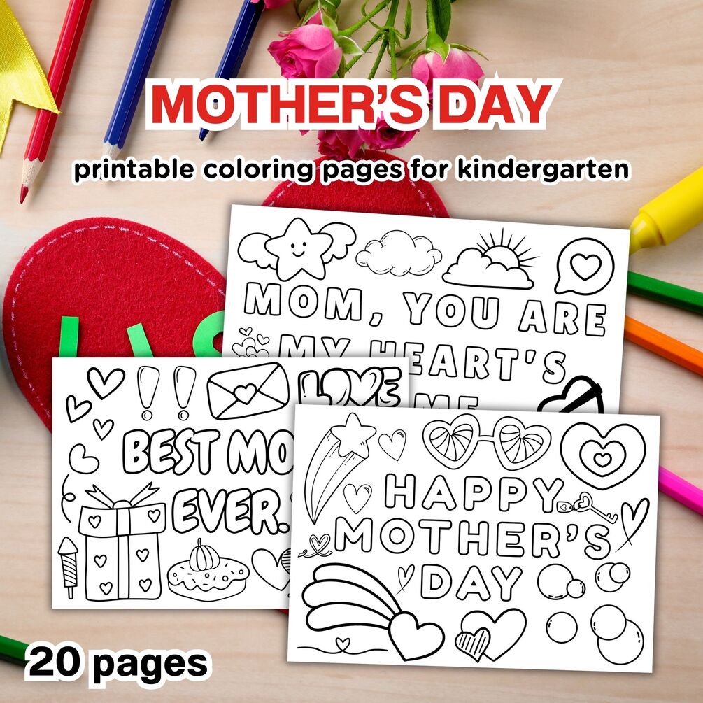 Mother's Day Coloring Pages for Kindergarten, Mother Gift, Creative ...