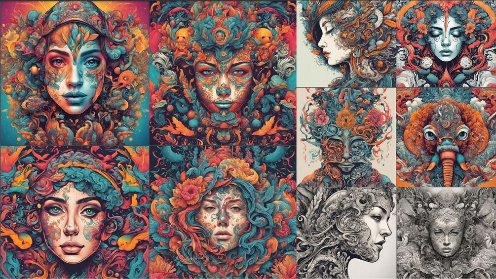 Psychedelic Face Illustrations Pack - 50 Vibrant Designs