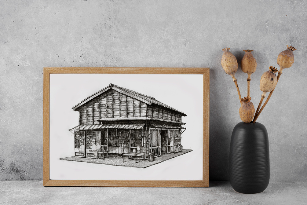 Architecture Sketch Art; Detailed Building Ink Drawing; Architecture ...