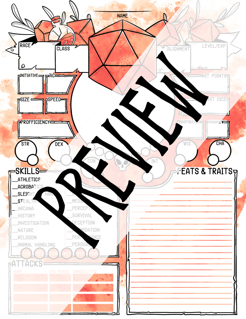 5th Edition TTRPG Character Booklet PDF