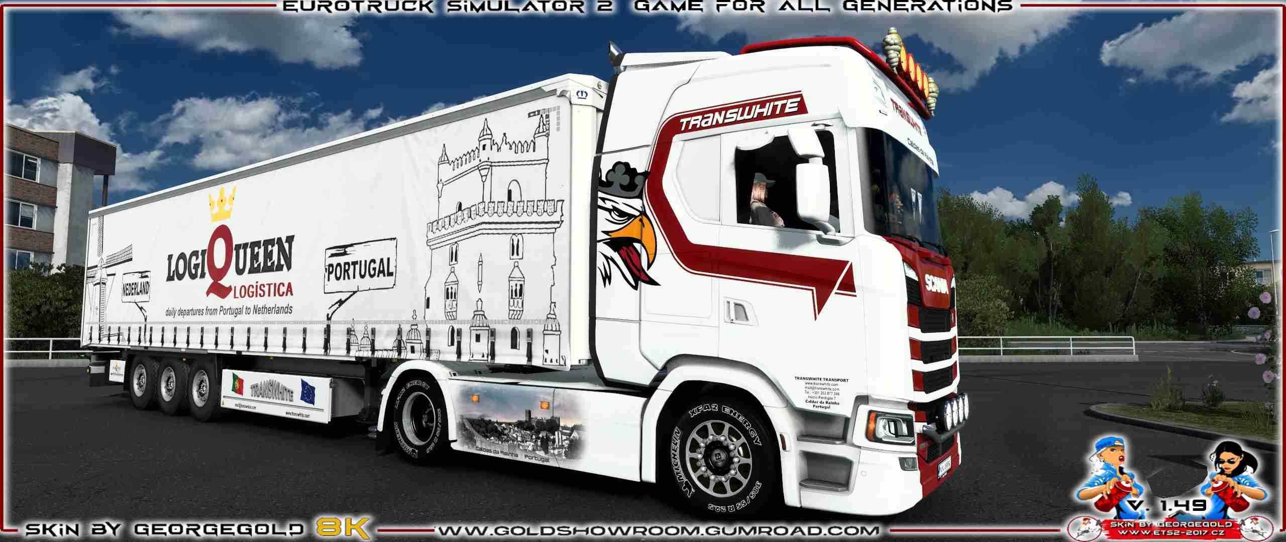 ETS 2 Skin Combo Scania S NG Transwhite 2 /1+4/