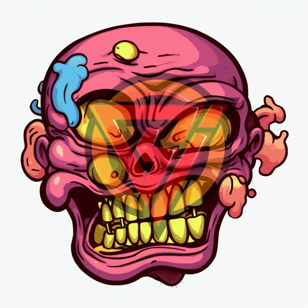 Plague Fiend: Mutated Zombie Skull Digital Art