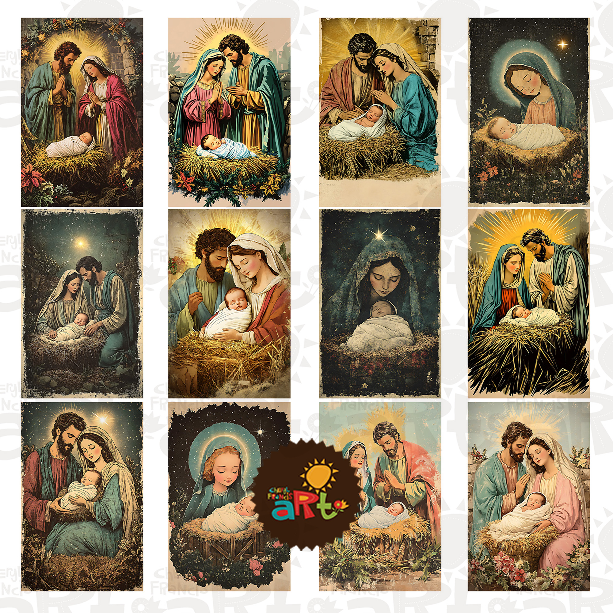 12 pc Baby Jesus Mary and Joseph Christmas Nativity Manger Scene ...