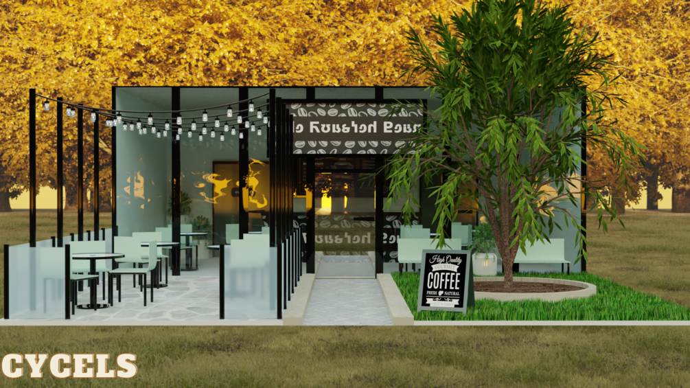 Minimal Coffee Shop Blender Scene