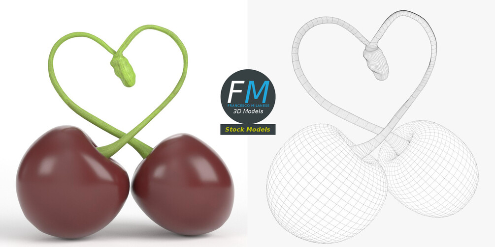 3D MODEL - Cherries forming a heart