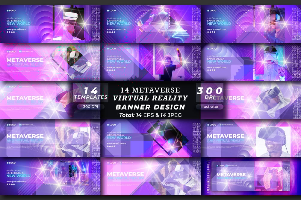 14 metaverse virtual reality banner design collection