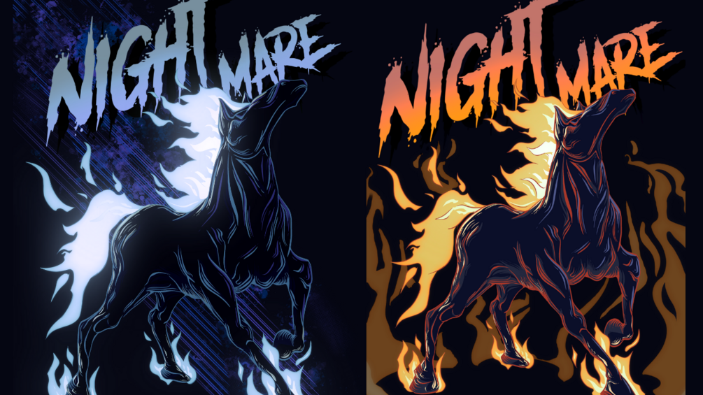 Nightmare horse illustration