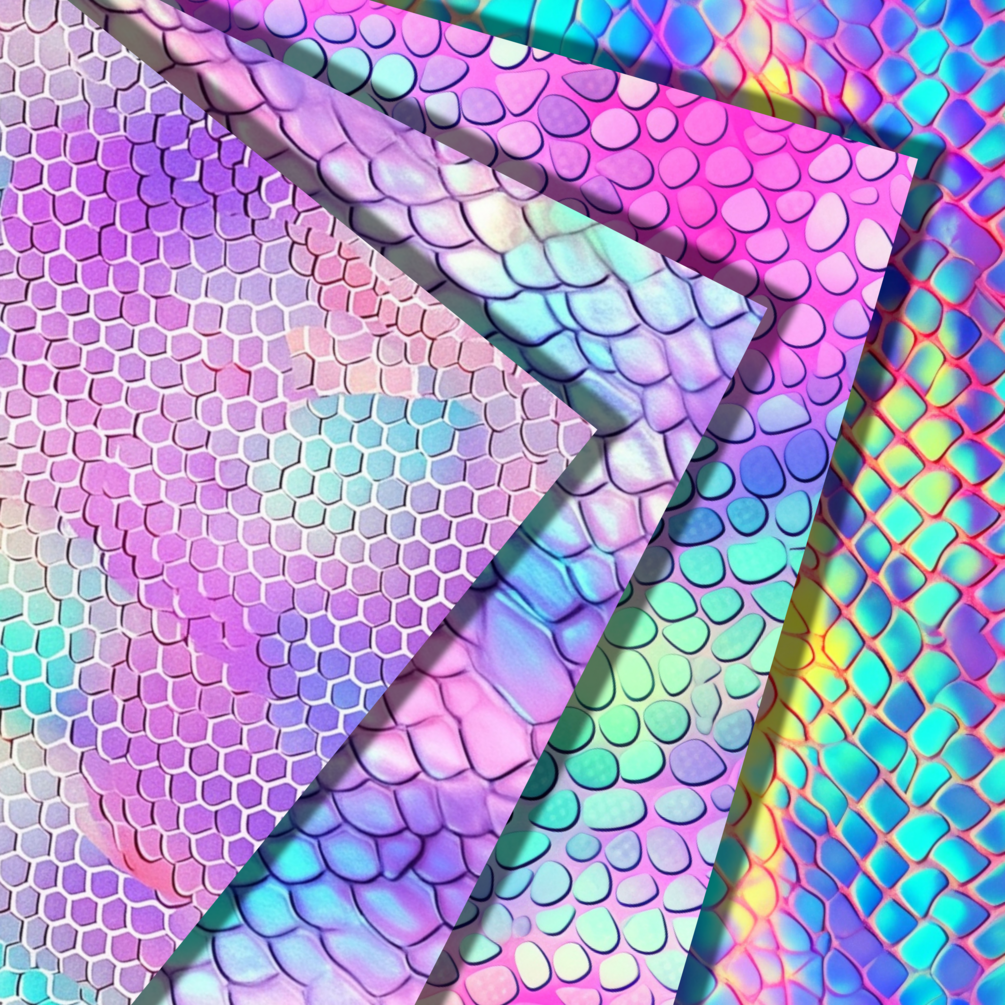 Sleek Serpent Chic: Iridescent Seamless Snakeskin Digital Paper Set ...