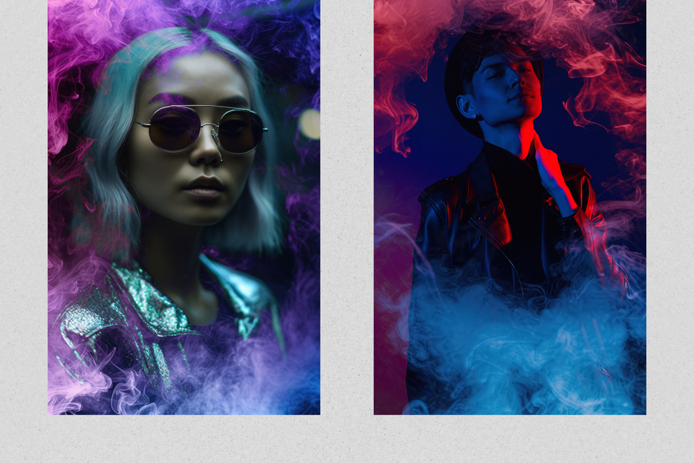 25 Neon Smoke Frames Effect Photo Overlays