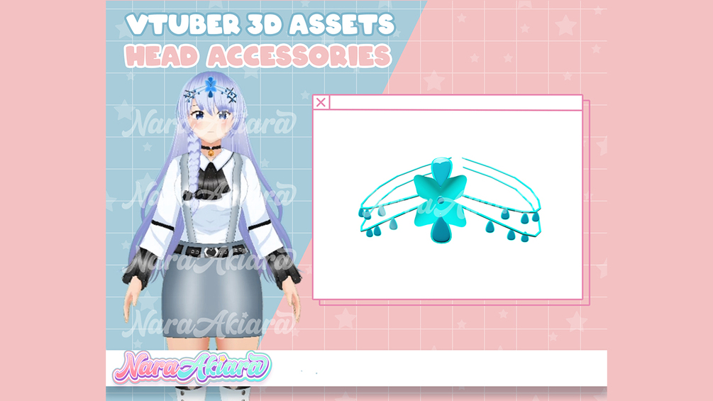 3D Vtuber Assets Blue Crown Vroid Commission, 3D assets ready to use ...