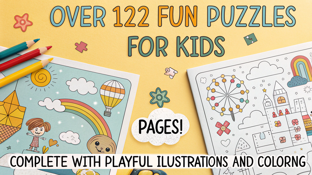 Over 122 fun puzzles for kids, with engaging illustrations and coloring ...