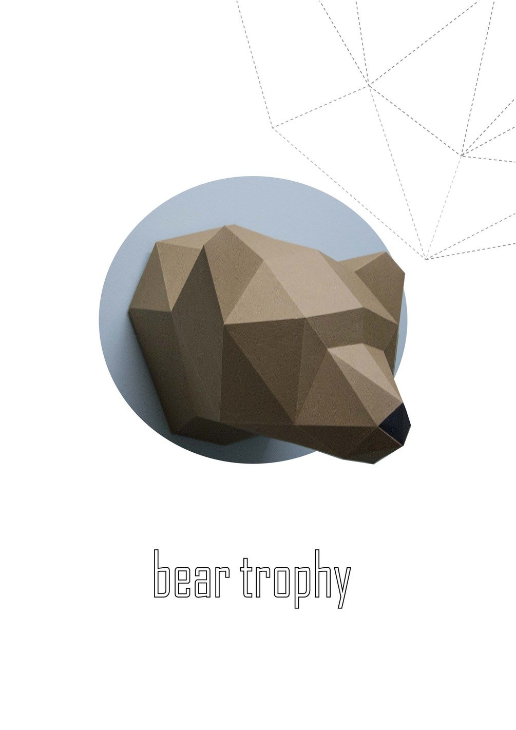 Papercraft 3D Bear head Low Poly Paper Sculpture DIY gift Wall Decor ...