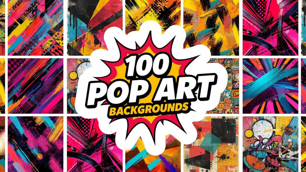100 Vibrant Pop Art Backgrounds – JPG Pack (1200x1200px)