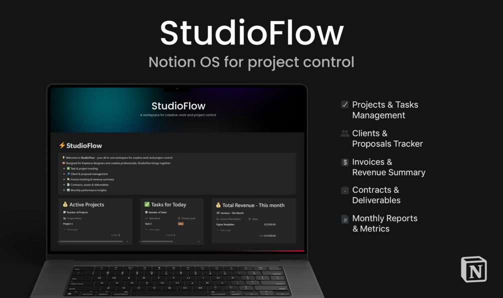 StudioFlow Pro — Notion OS for Freelance Designers & Creative Teams