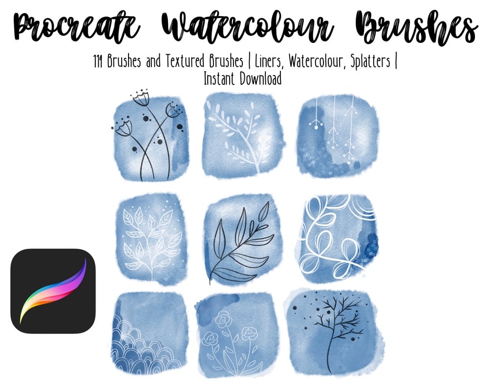 114 Procreate Watercolour Brushes