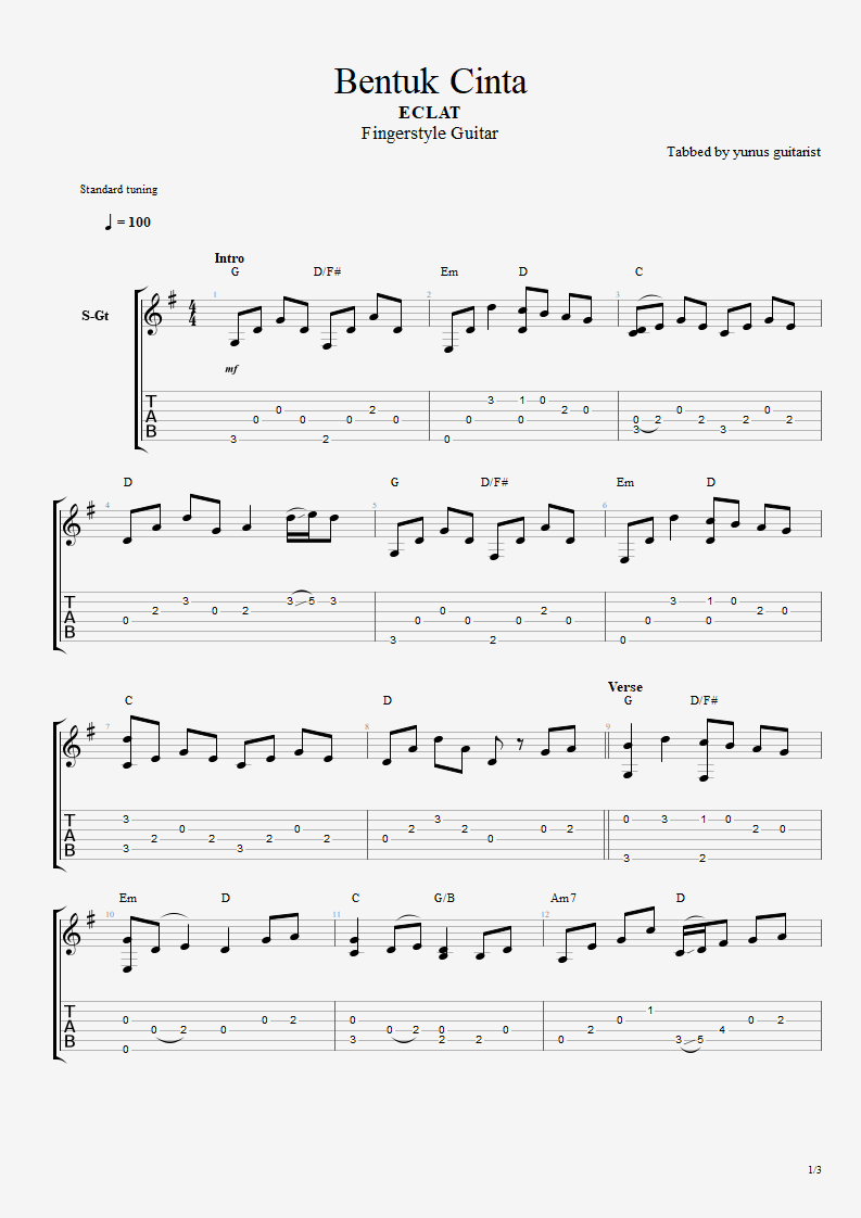 TAB. Bentuk Cinta - ECLAT
