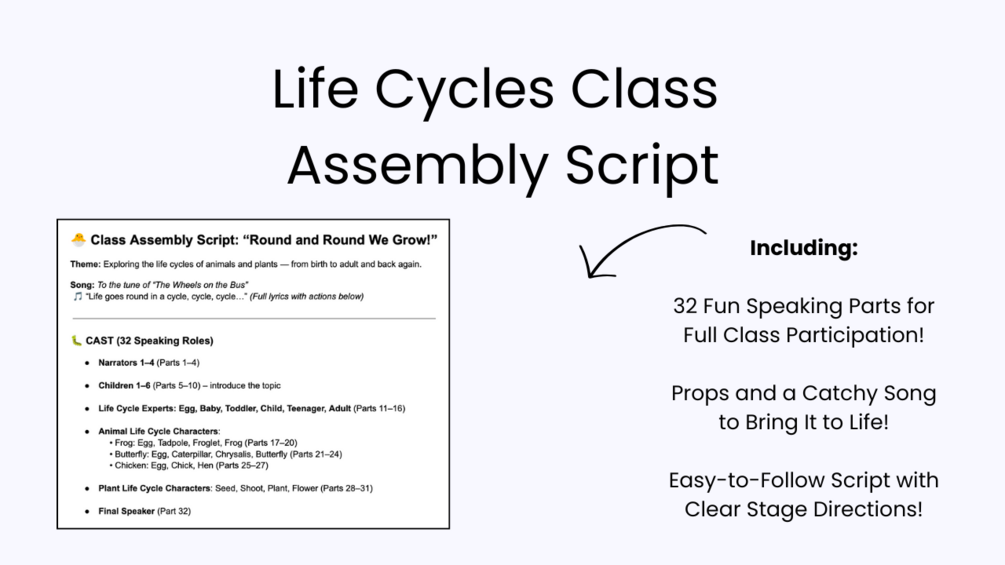 Life Cycles (KS1) Class Assembly Script