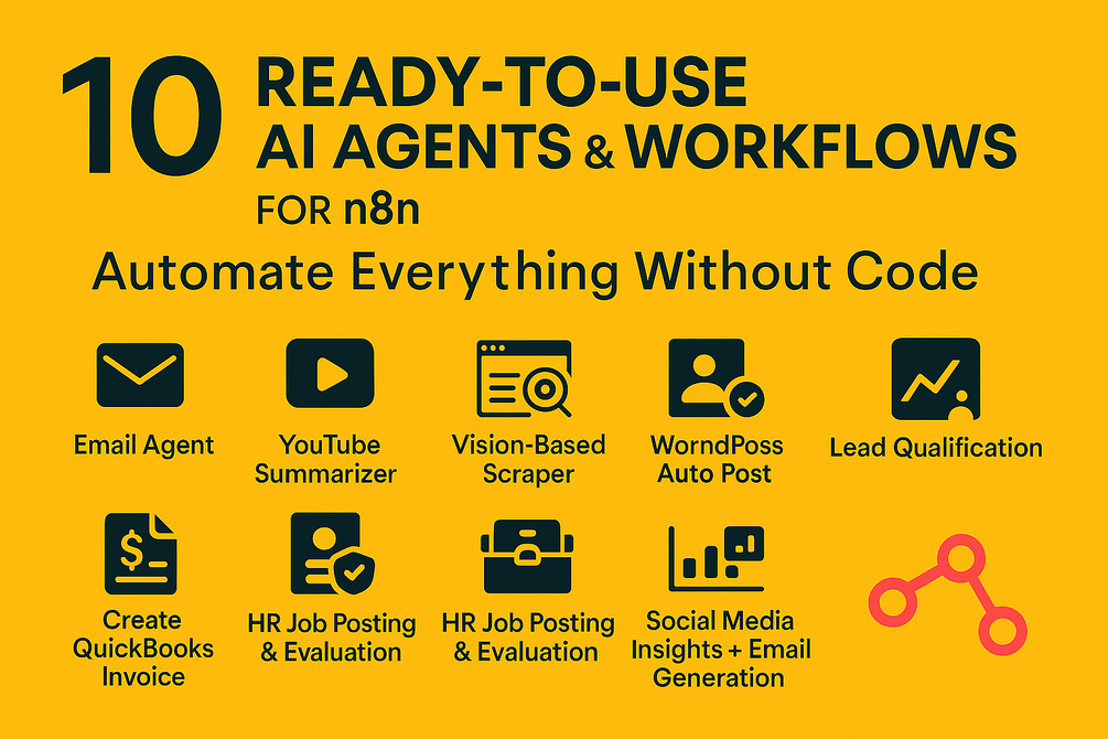 🚀 10 Ready-to-Use AI Agents & Workflows for n8n – Automate Everything Without Code