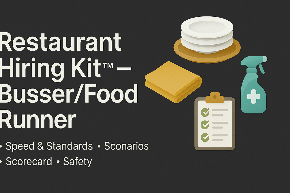 Restaurant Hiring Kit - Busser/Food Runner