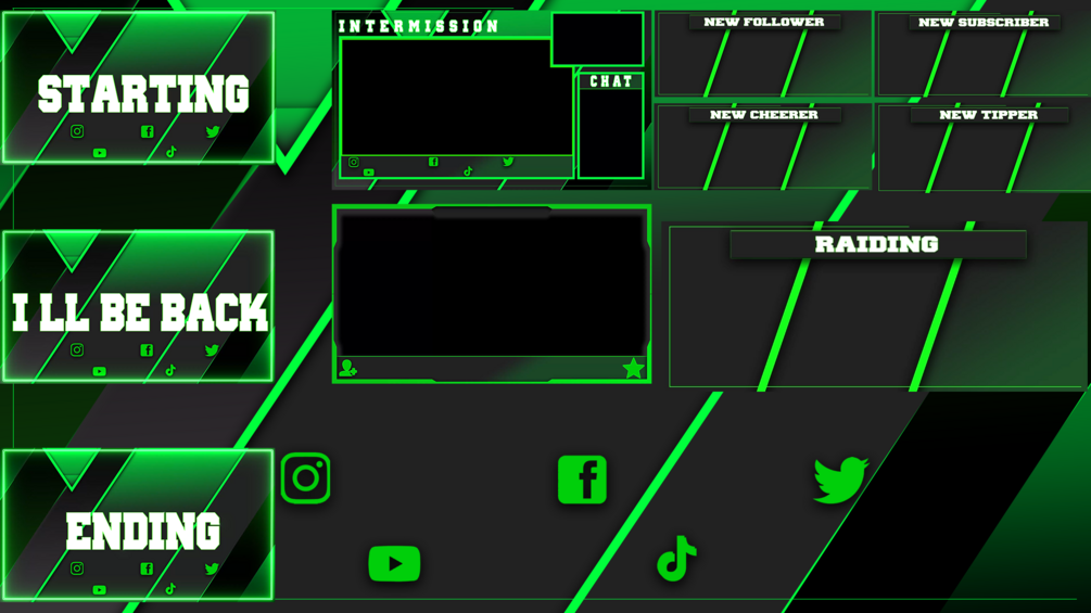 Animated Green Neon Overlay Pack
