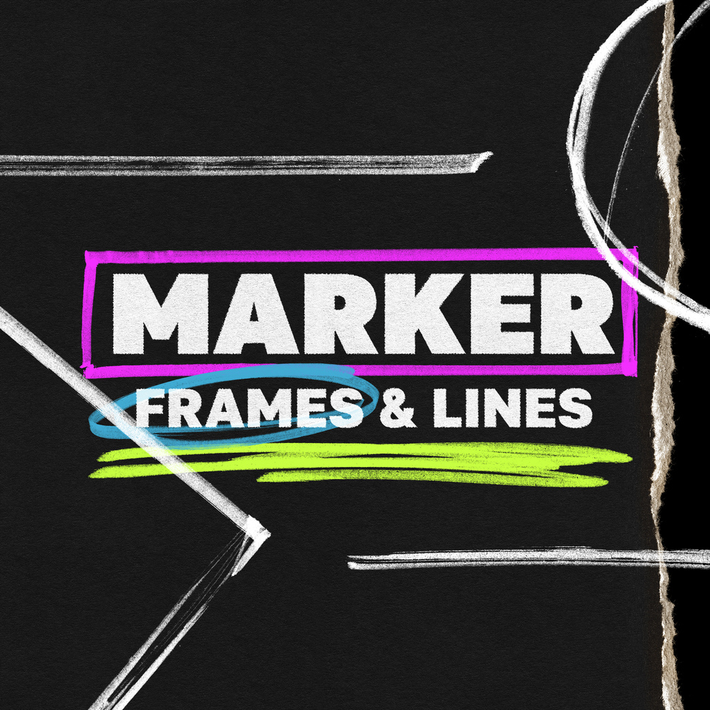 MARKER FRAMES & LINES / 400 PNG Elements