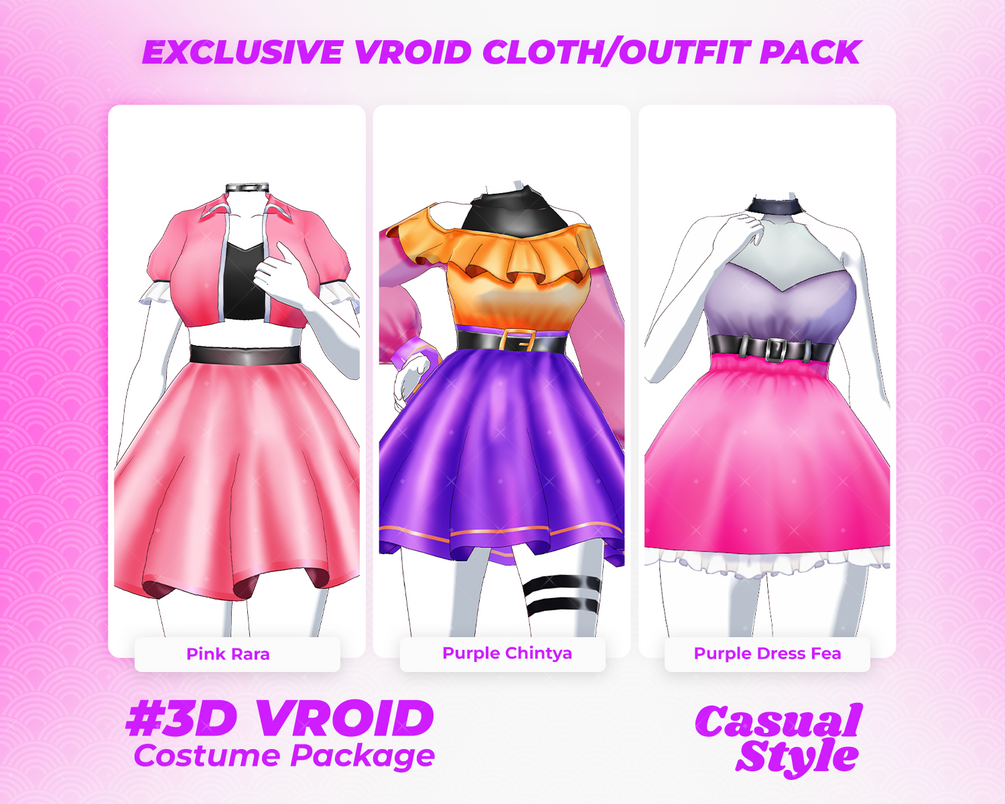 VRoid Clothing Pack | Casual VRoid Clothing Collection for 3D Models ...